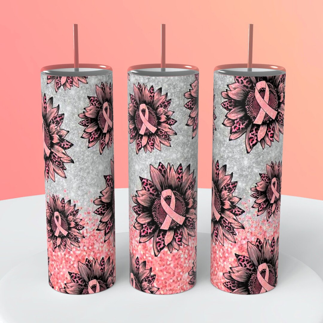 Breast Cancer Awareness BCA Pink Ribbon Tumbler Mug Cup With Reusable ...