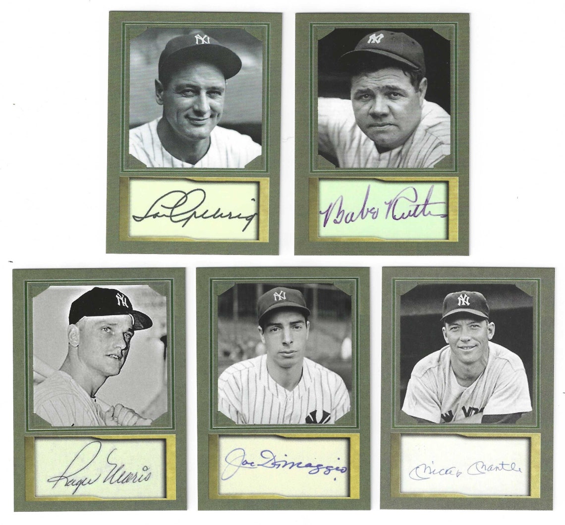 New York Yankees - Set of 5 ACEO Facsimile Autograph Trading Cards ...