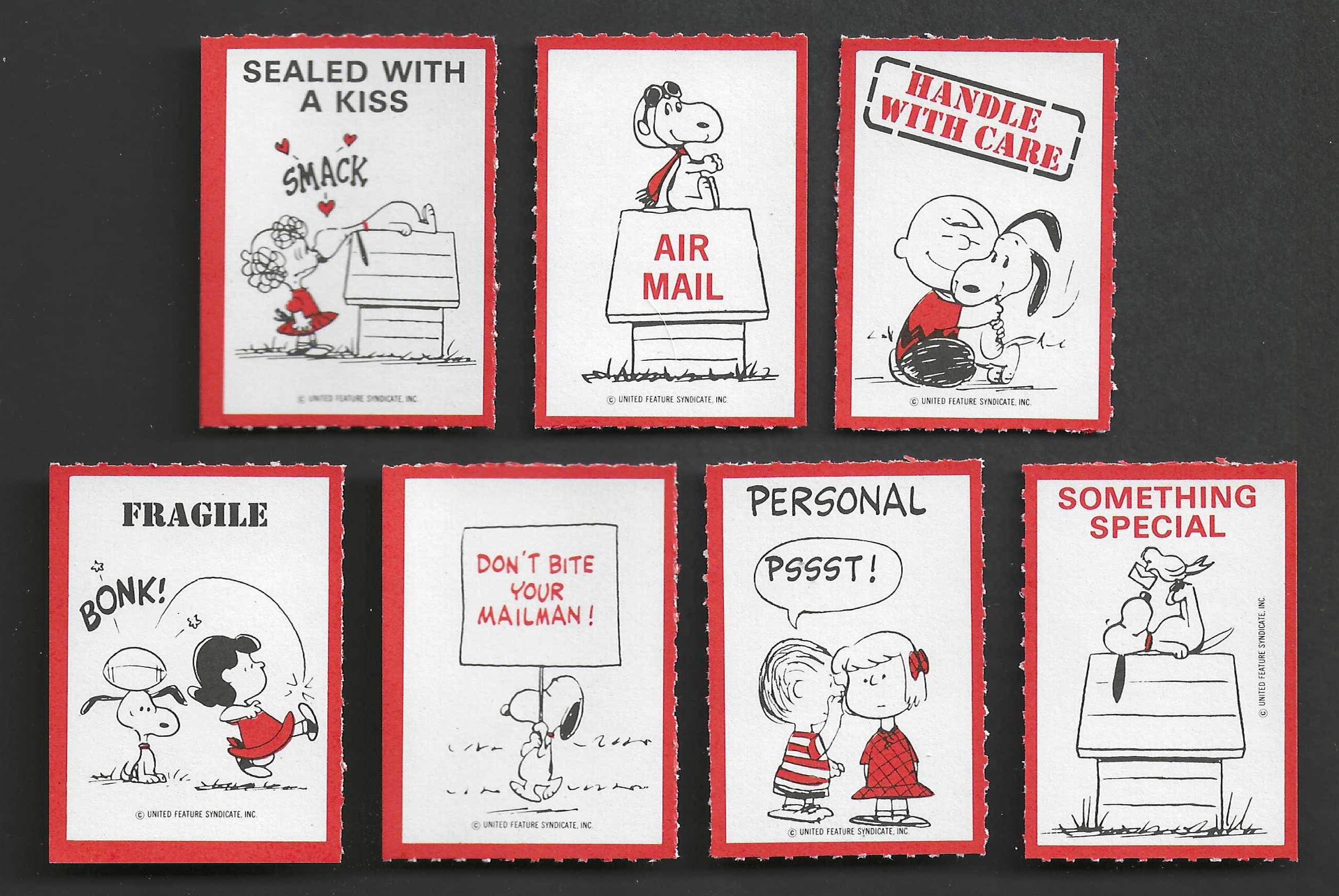 PEANUTS / SNOOPY - Complete Set of 7 Vintage Postal Labels - Etsy
