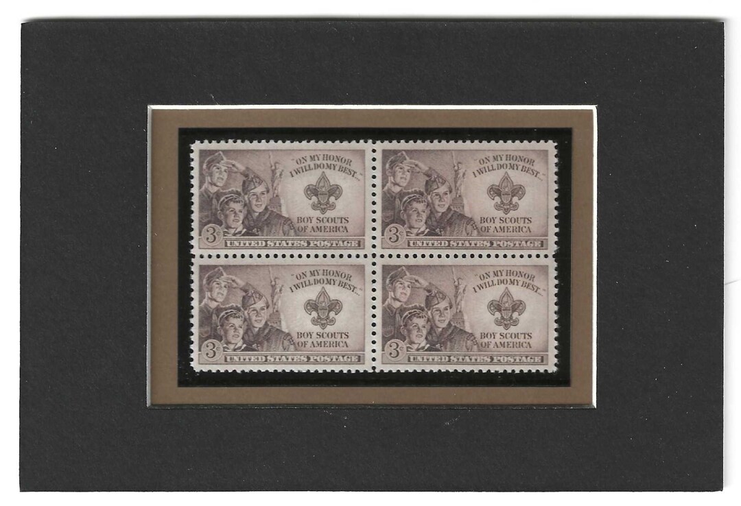 BOY SCOUTS of AMERICA - 4x6 Matted Display - Block of 4 Vintage U.S ...