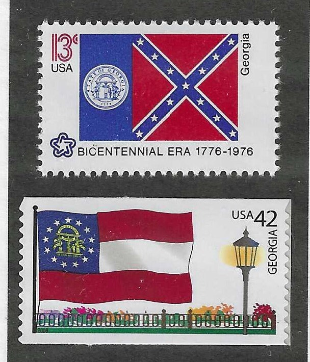 Former & Current GEORGIA STATE FLAGS - Set of 2 U.S. Postage Stamps ...