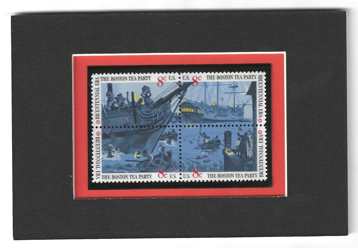 BOSTON TEA PARTY - 4x6 Matted Block of 4 Stamps - Etsy