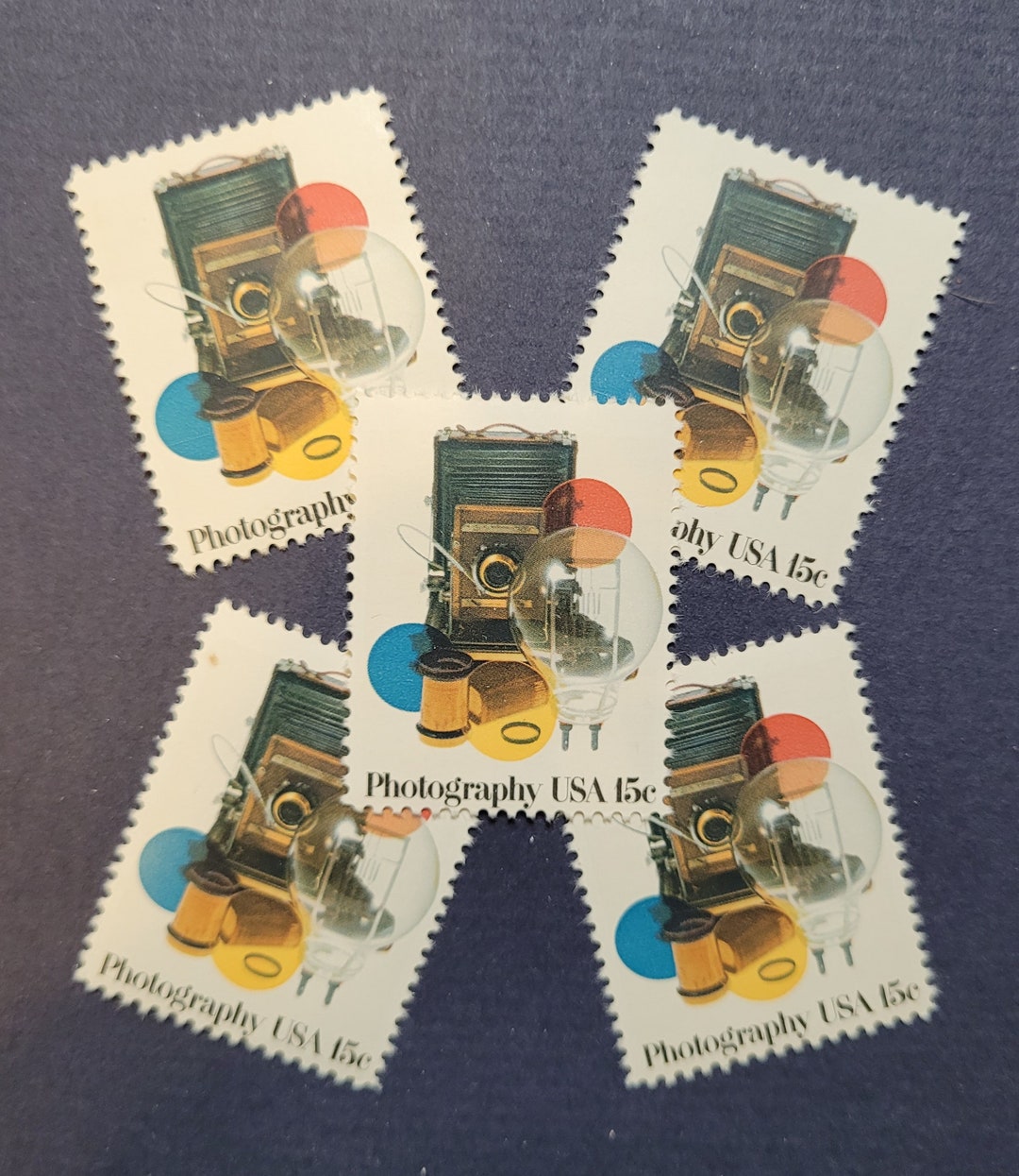PHOTOGRAPHY / ANTIQUE CAMERA 5 Vintage U.S. Postage Stamps. Mint ...