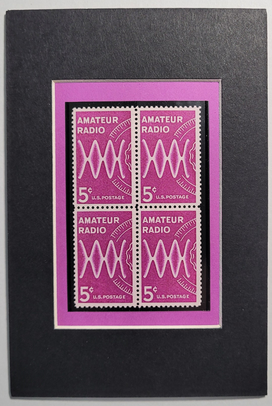 AMATEUR RADIO - 4x6 Matted Display - Block of 4 Vintage U.S. Postage ...