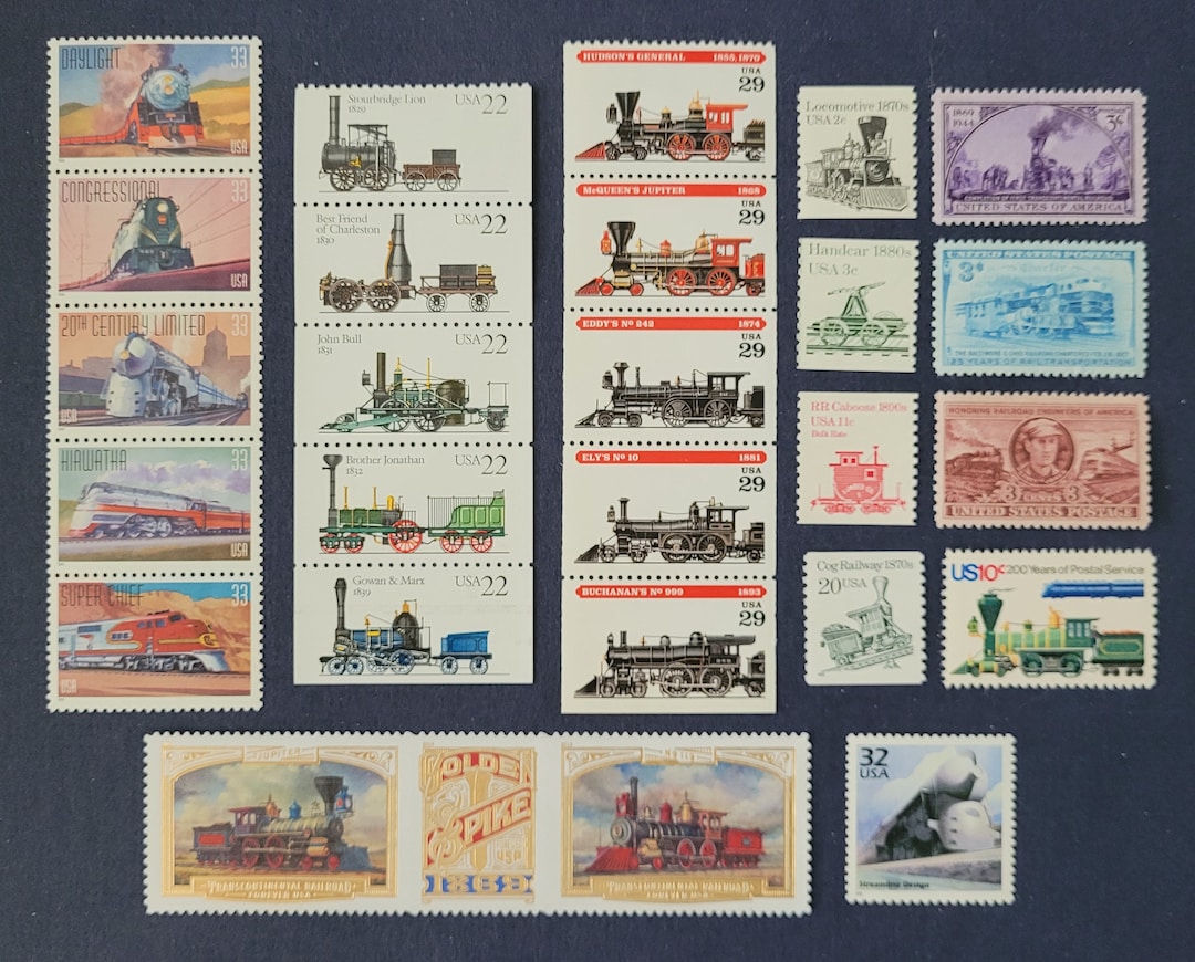 TRAINS & RAILROAD STAMPS Collection of 27 Different U.S. - Etsy