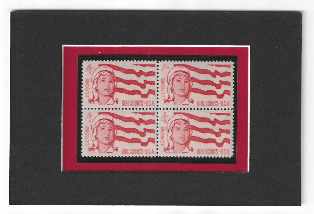 GIRL SCOUTS USA - 4x6 Matted Display - Block of 4 Vintage U.S. Postage ...