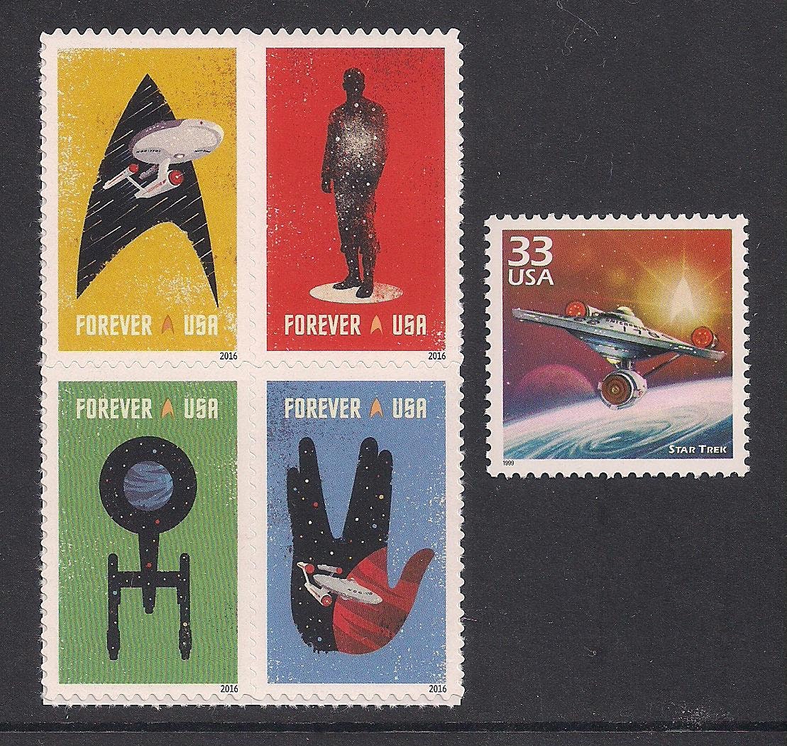 STAR TREK STAMPS - Complete Set of 5 Different U.S. Postage Stamps ...