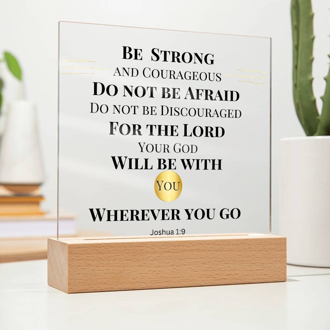 Be Strong Bible Verse Square Plaque Joshua 1:9 Home Decor Sign-pastor ...