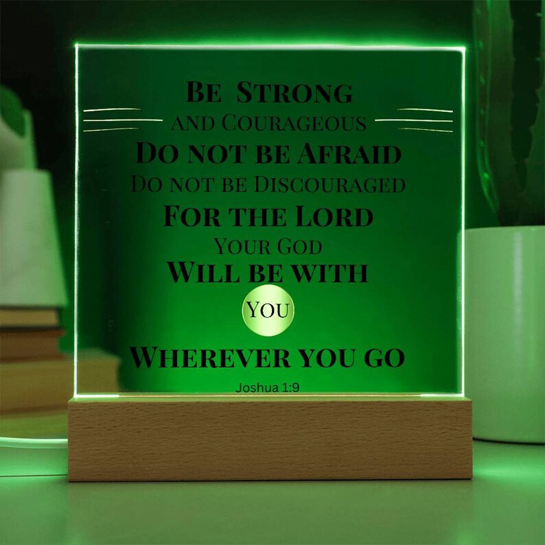 Be Strong Bible Verse Square Plaque Joshua 1:9 Home Decor Sign-pastor ...
