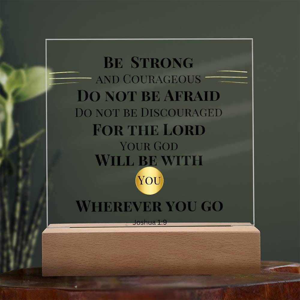 Be Strong Bible Verse Square Plaque Joshua 1:9 Home Decor Sign-pastor ...