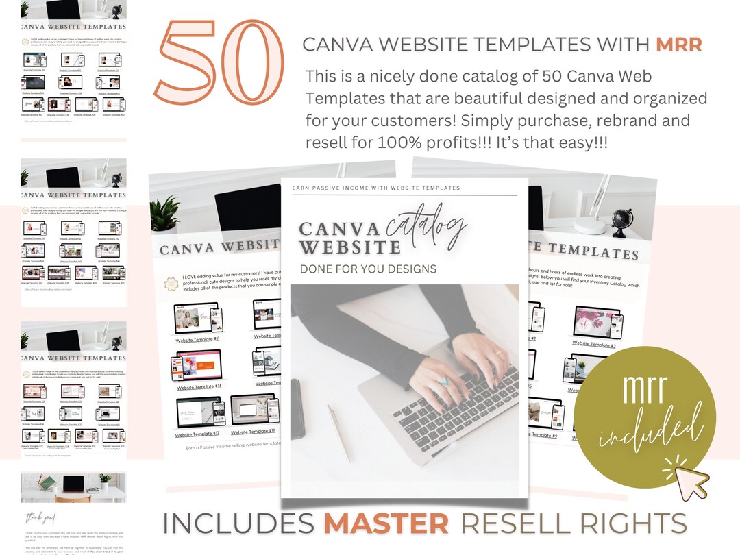 50 Customizable Canva Website Templates With MRR - Etsy