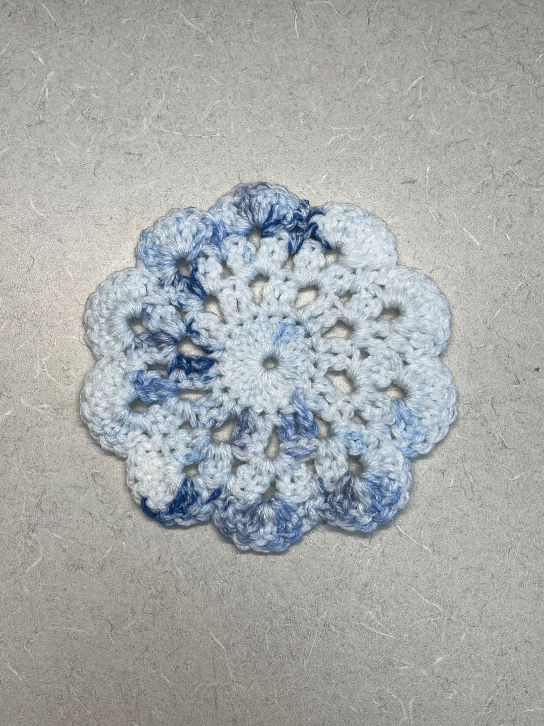 Crochet White and Blue Floral Coaster - Etsy
