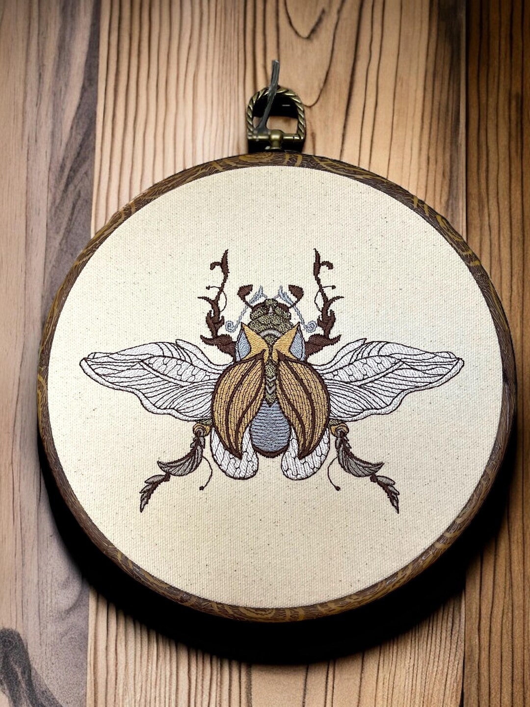 Royal Beetle Finished Embroidered Hoop Wall Decor, Insects Embroidery ...