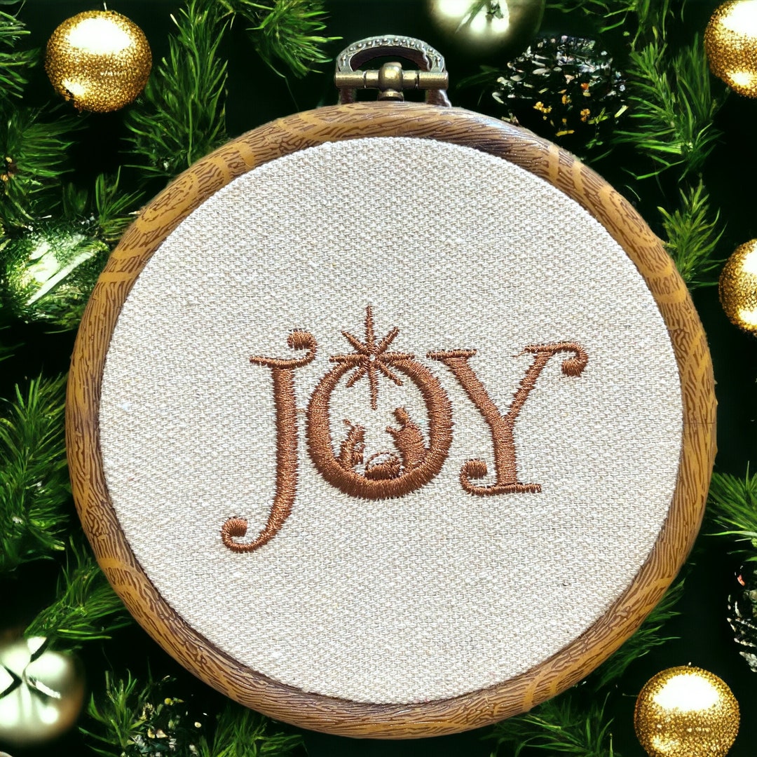 Joy Nativity Finished Embroidery Hoop Wall Art, Nativity Embroidery ...
