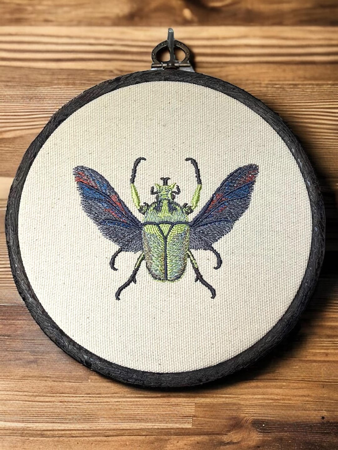 Scarab Beetle Finished Embroidered Hoop Wall Decor, Insects Embroidery ...