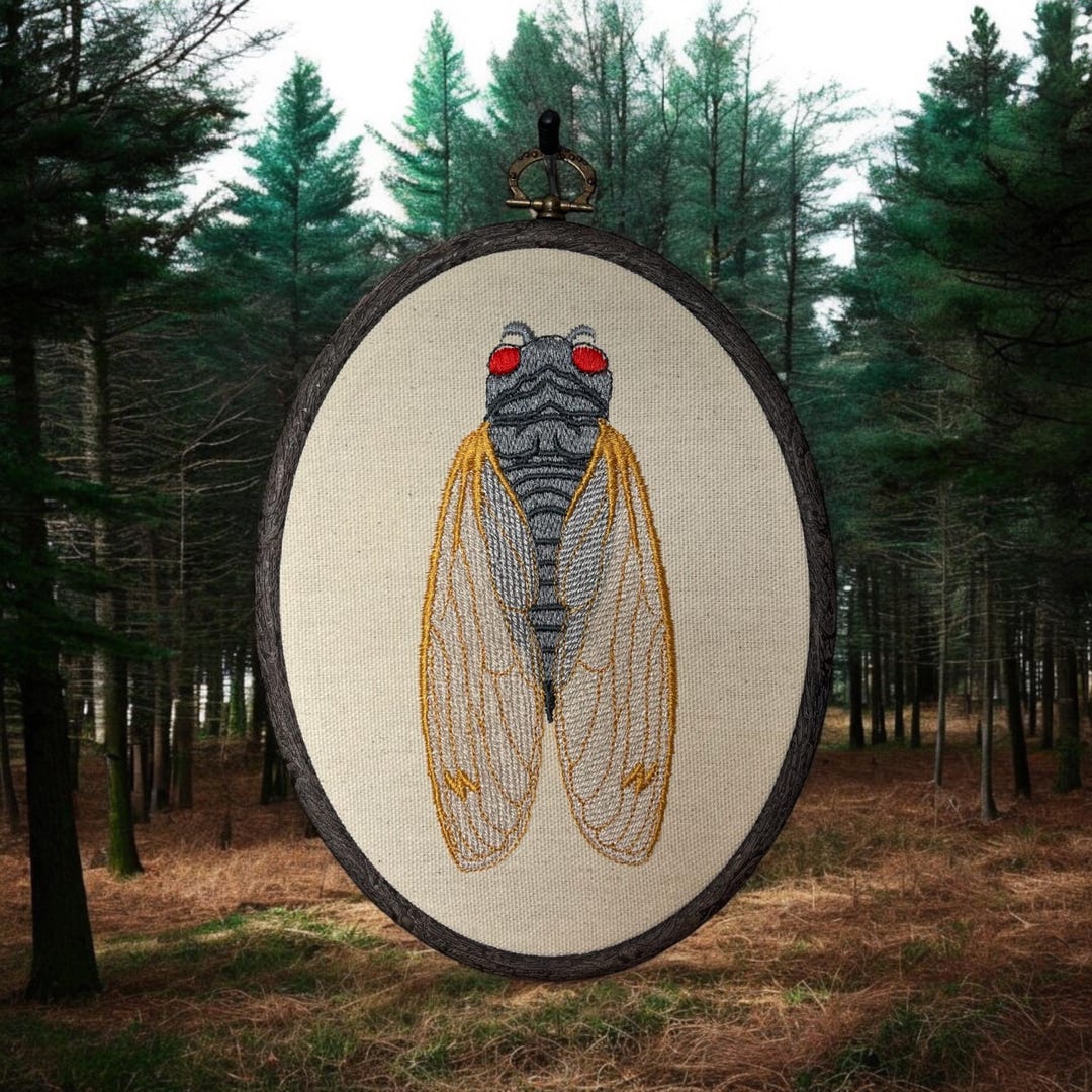 Pharoah Cicada Insect Finished Embroidered Hoop Wall Hanging ...