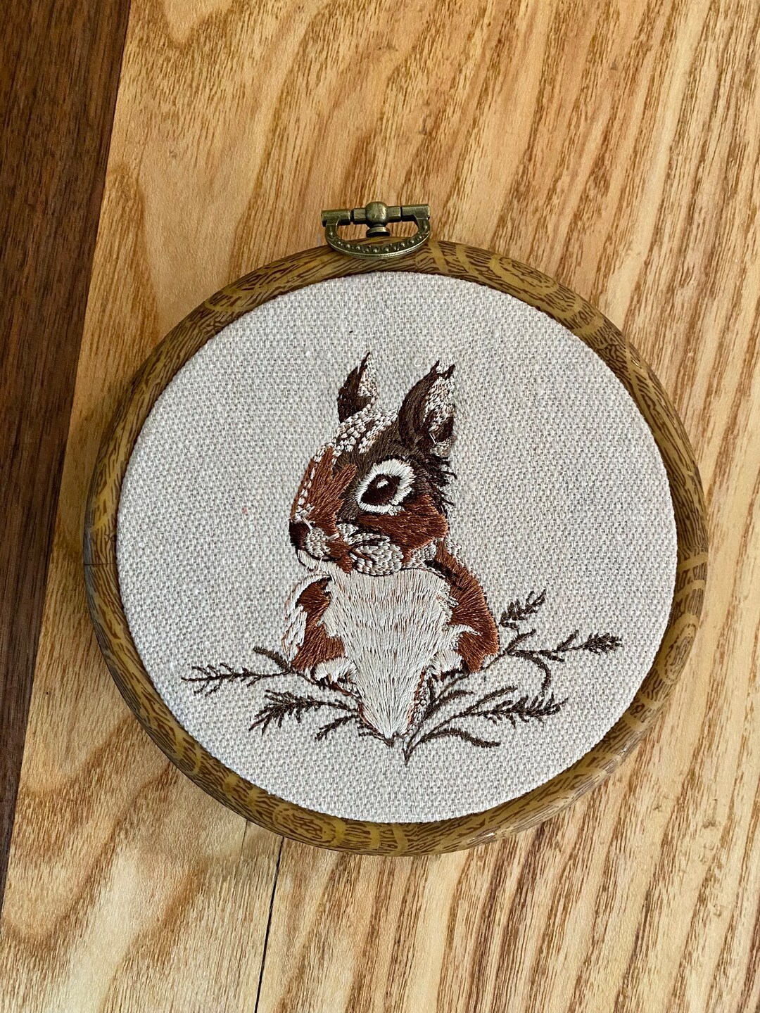 Embroidered Squirrel Finished Embroidery Hoop Art, Woodland Creature ...