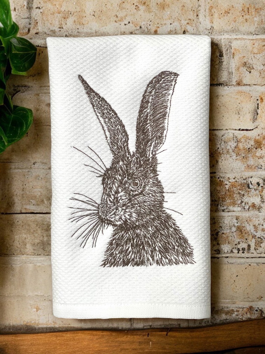 Rabbit Hare Embroidered Textured Hand Towel,embroidered Rabbit ...