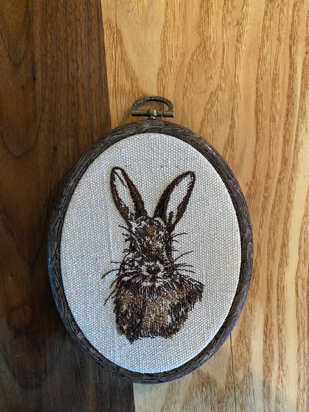 Rabbit Hare Finished Embroidery Hoop Wall Hanging, Woodland Creature ...