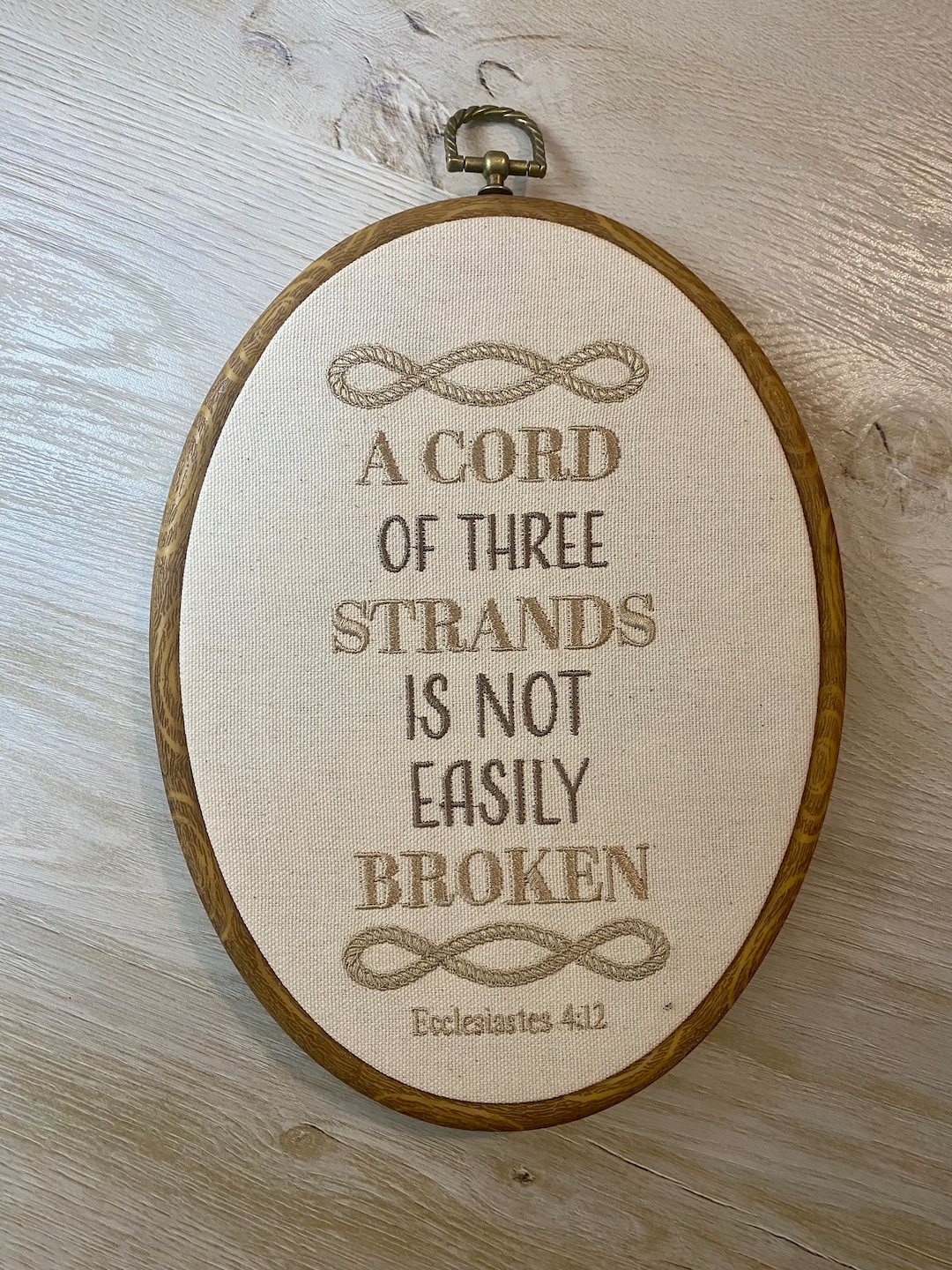 A Cord of Three Strands Finished Embroidery Hoop Decor, Scripture ...