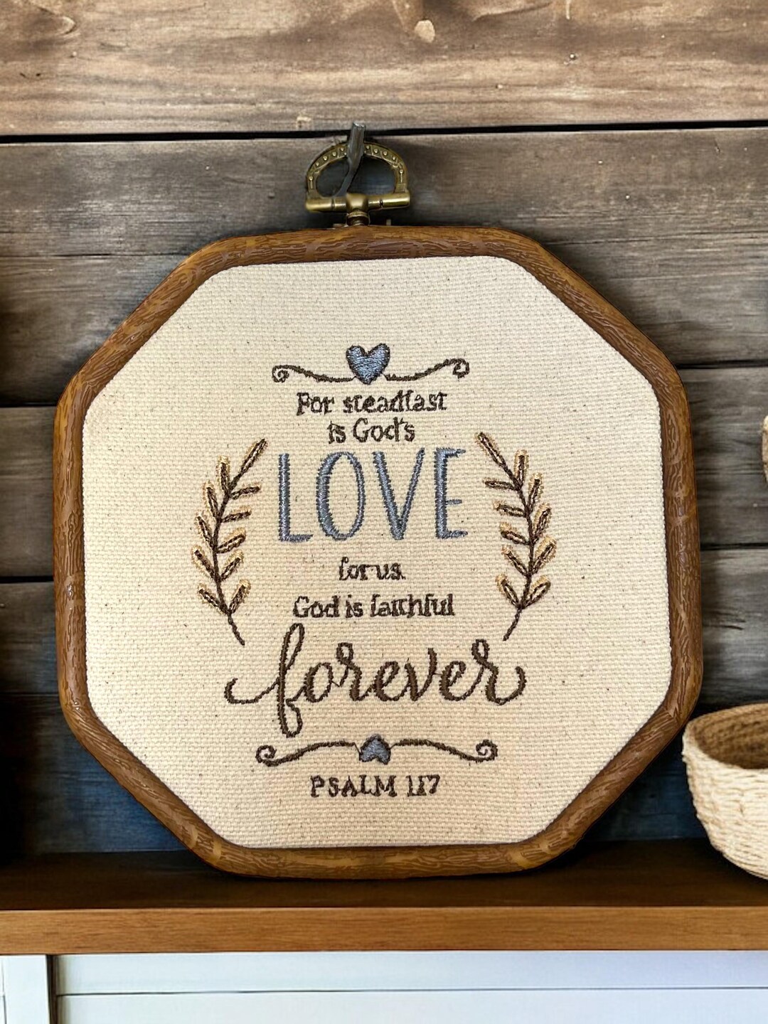 For Steadfast is God’s Love Finished Embroidery Hoop Wall Decor ...