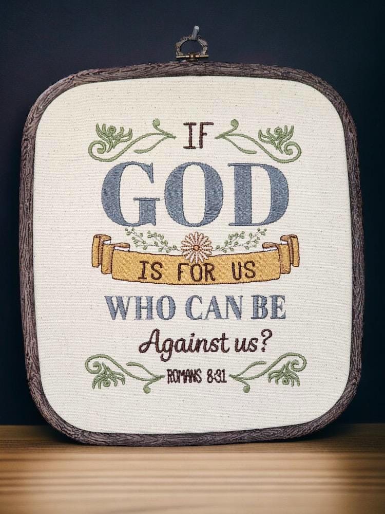 If God is for Us Verse Finished Embroidery Hoop, Scripture Embroidery ...