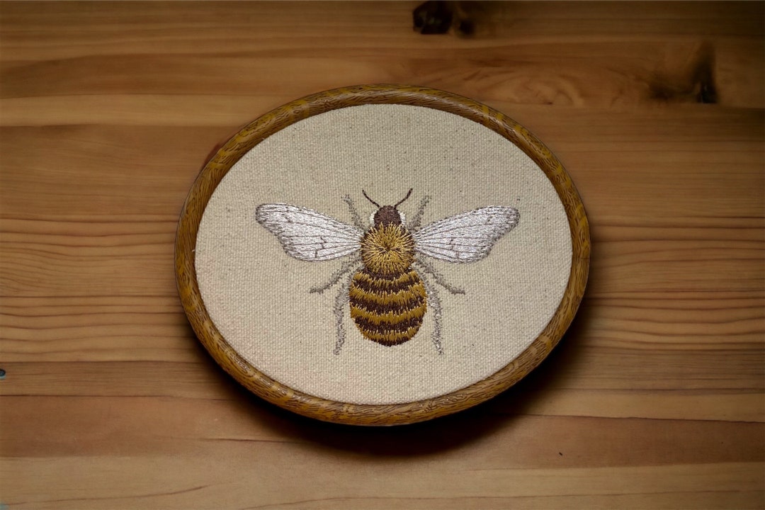 Honeybee Finished Embroidered Hoop Wall Hanging, Embroidered Wall Art ...