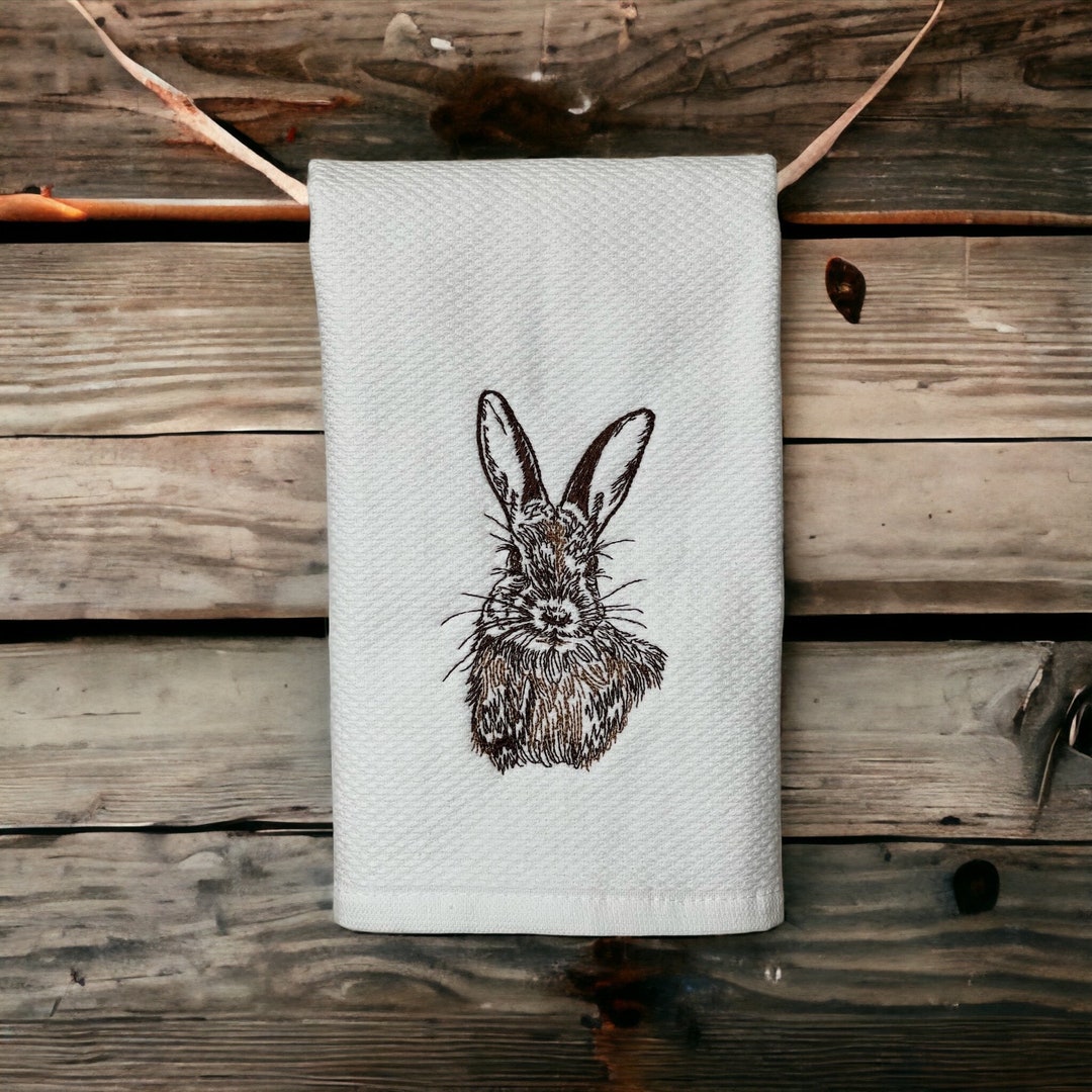 Rabbit Hare Embroidered Textured Hand Towel,embroidered Rabbit ...