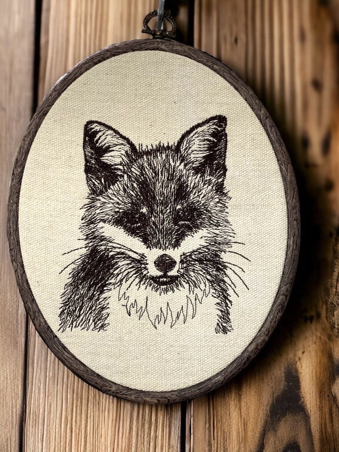 Furry Fox Finished Embroidery Hoop Wall Hanging, Woodland Decor, Cabin ...