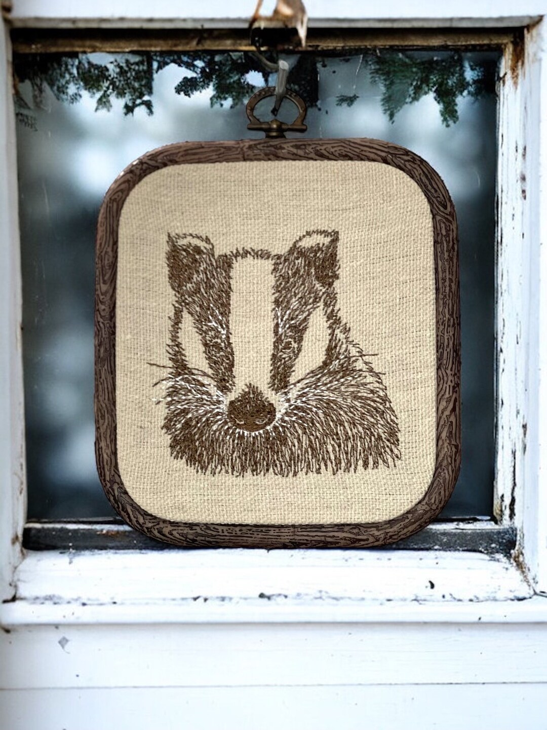 Badger Cottagecore Finished Embroidery Hoop Wall Hanging, Woodland ...