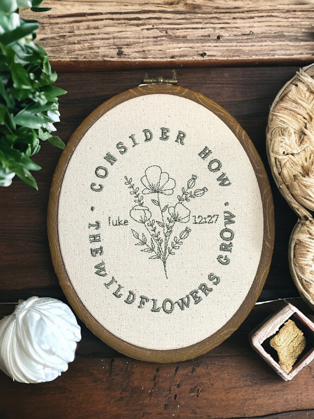 Consider the Wildflowers Luke 12:27 Floral Finished Embroidery Hoop ...