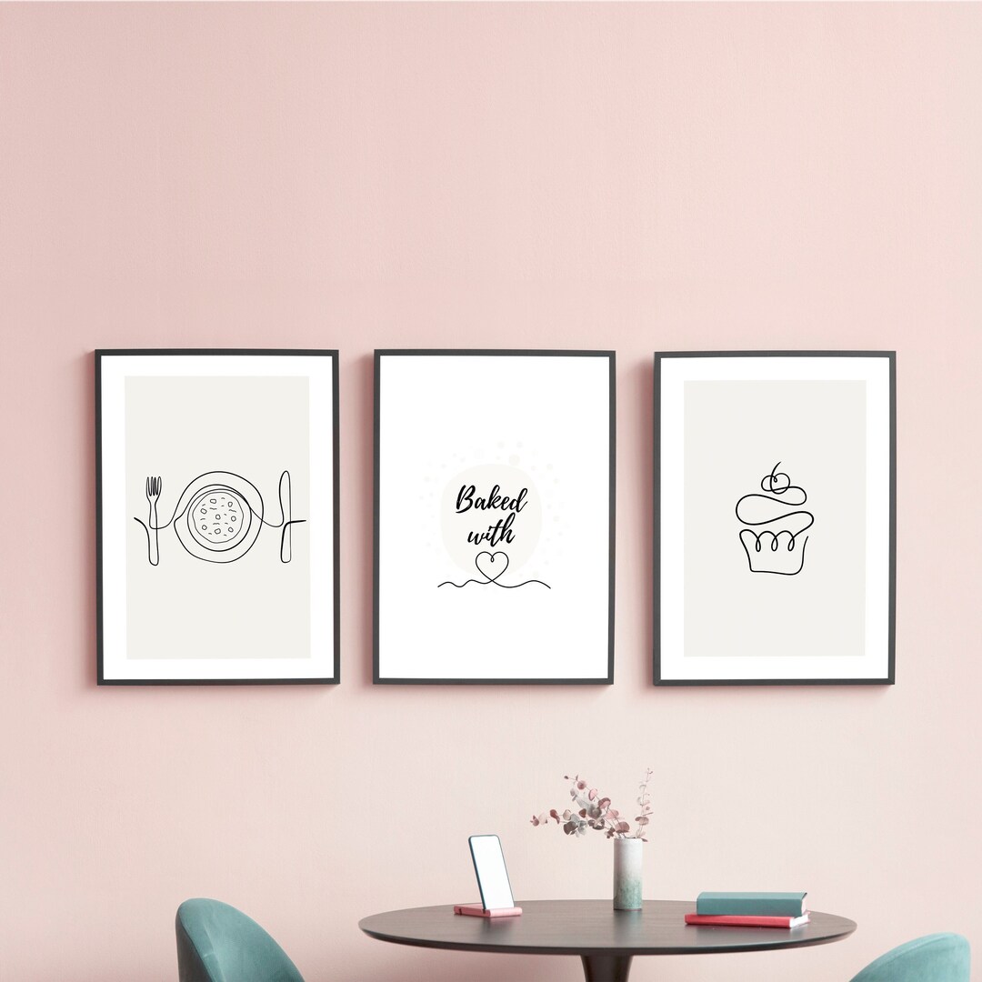 Minimalist Kitchen Line Art Wall Art Varios Sizes Set of 3 Bakery ...