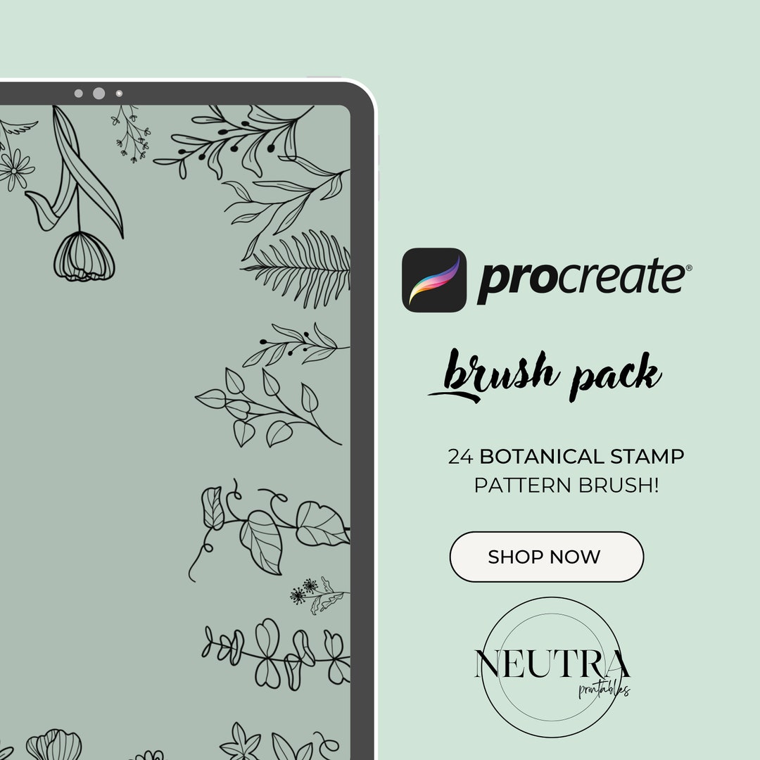 Botanical Stencil for Procreate Branch Brush Flower Vector Stamps ...
