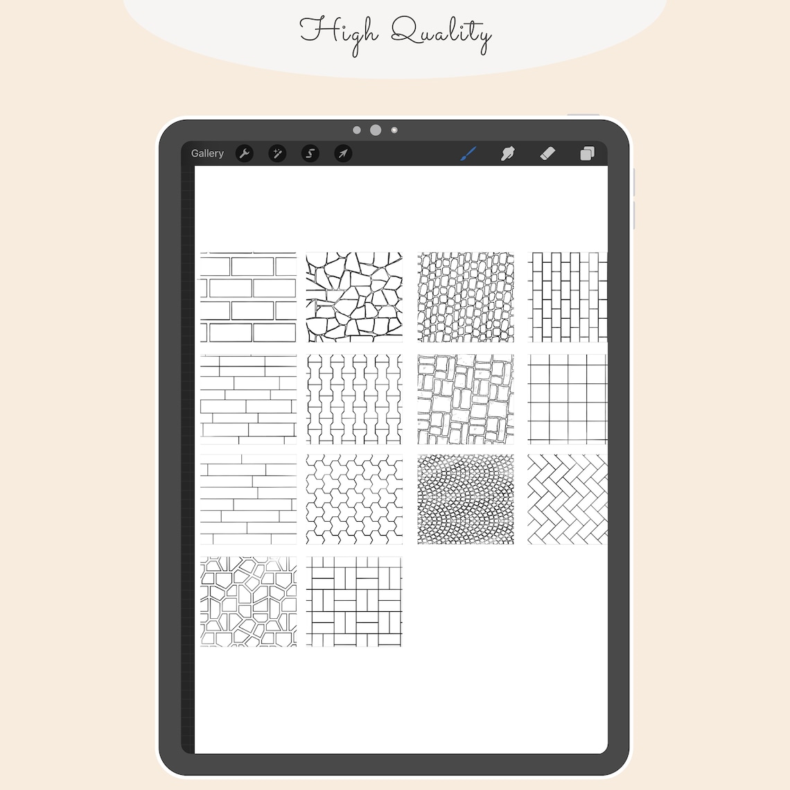 Pavement Pattern Brushes for Procreate - Stone Pavement Hatch Stamp ...