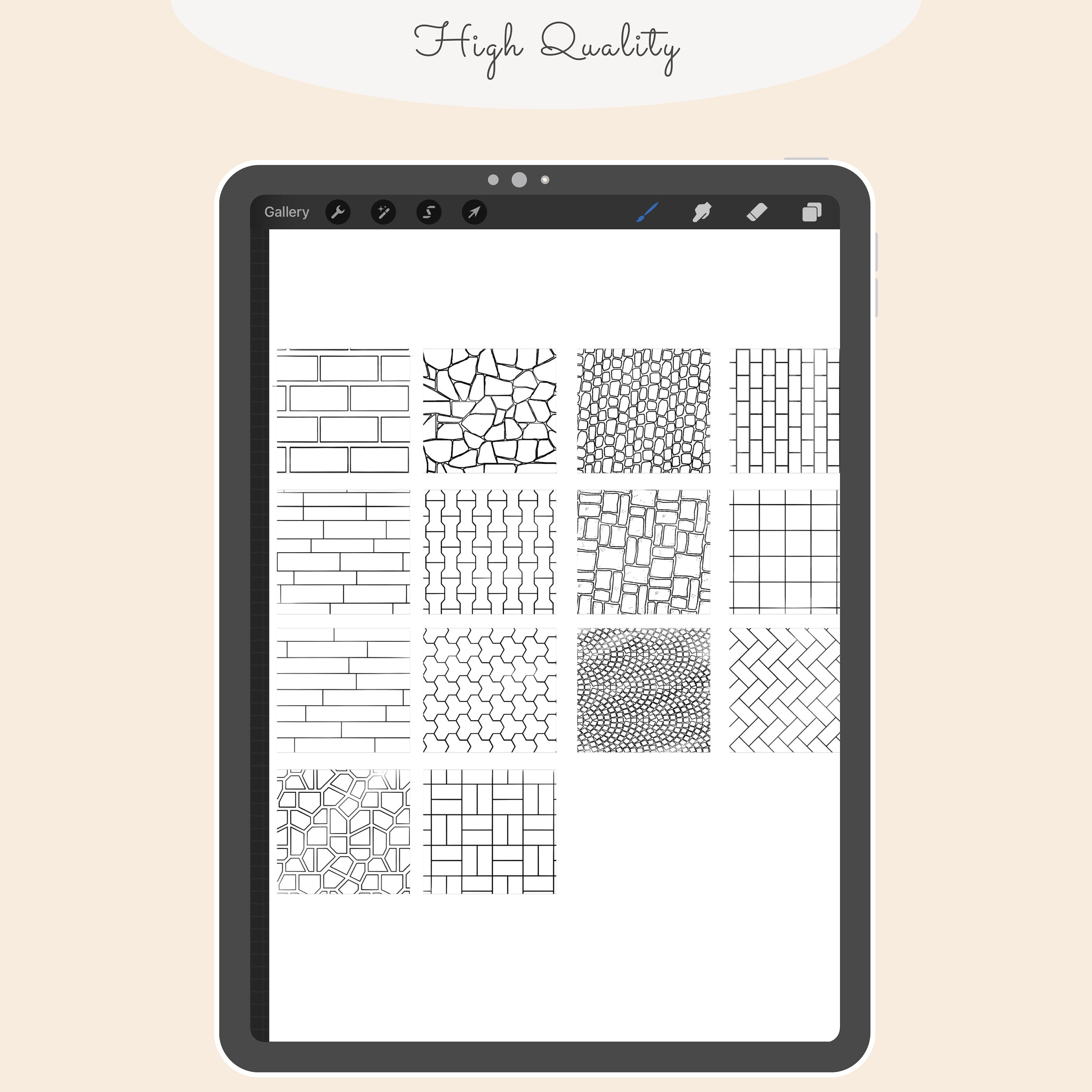 Pavement Pattern Brushes for Procreate - Stone Pavement Hatch Stamp Brush for Architectural and ...