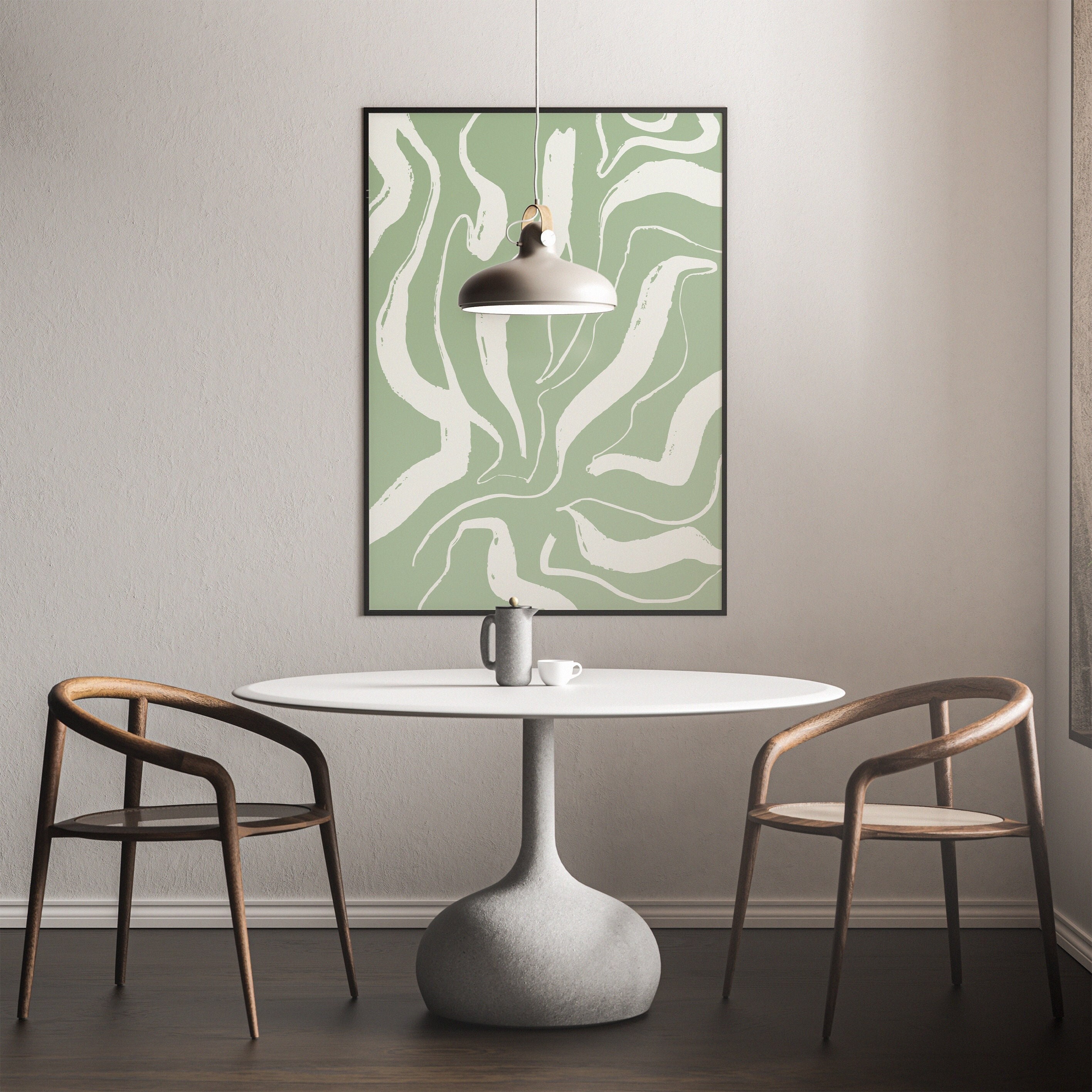 Minimalist Sage Green Organic Shape Wall Art Digital Print - Etsy