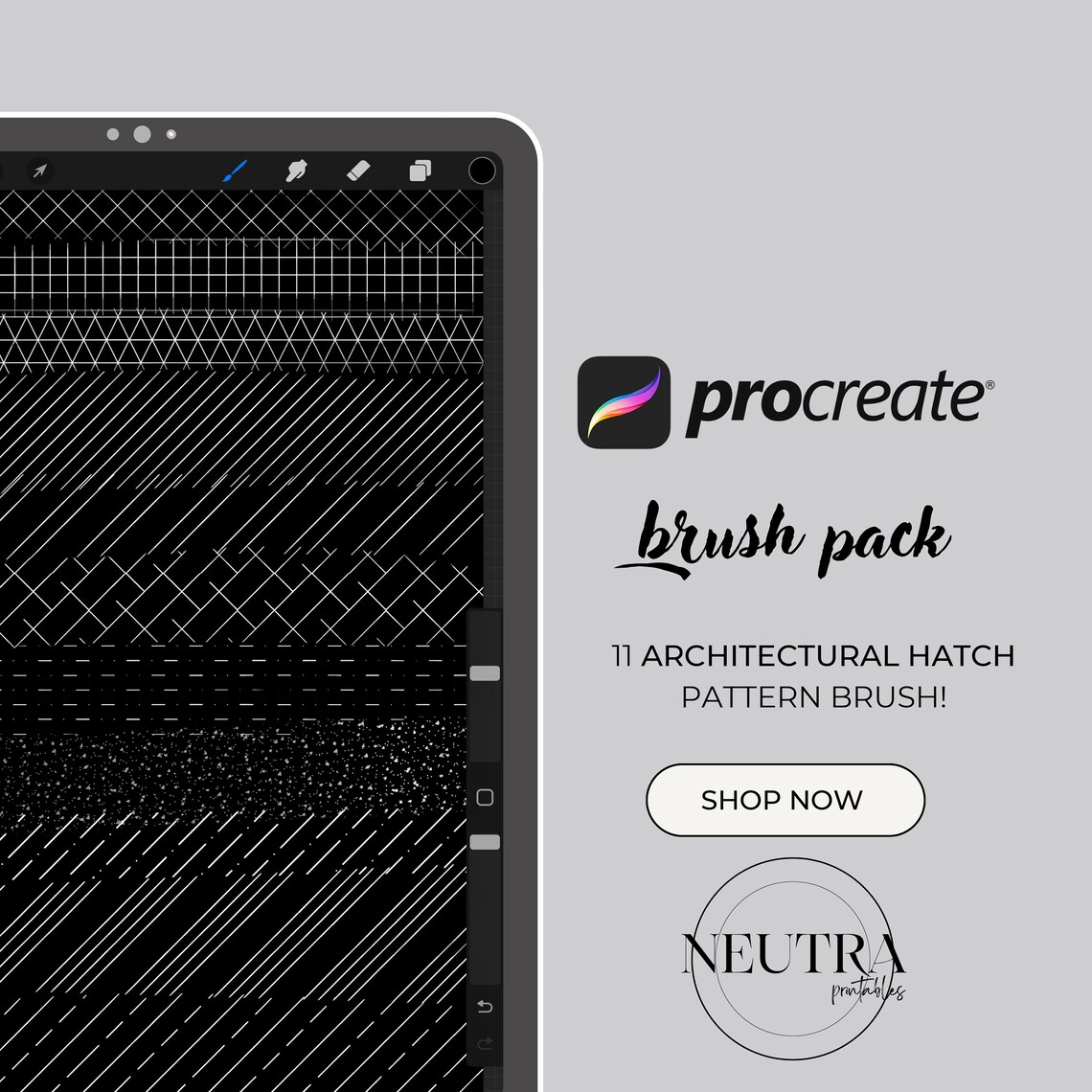 Architectural Hatch Pattern Brushes for Procreate - Technical Wall Hatch Brush for Architectural ...
