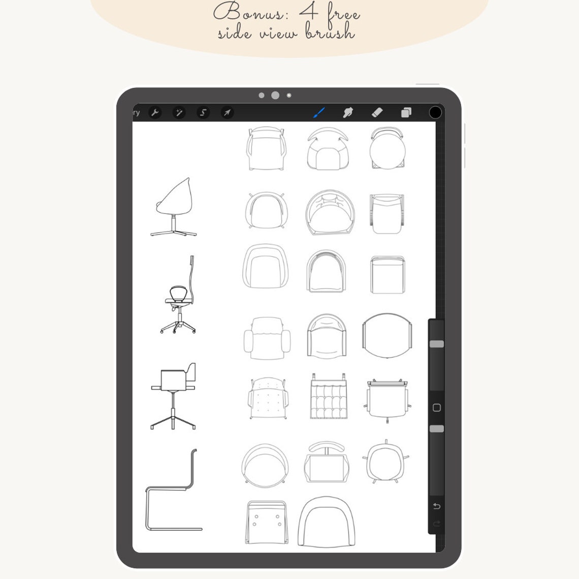 Chair Furniture Stencil for Procreate Interior Brush Furniture Stamps ...