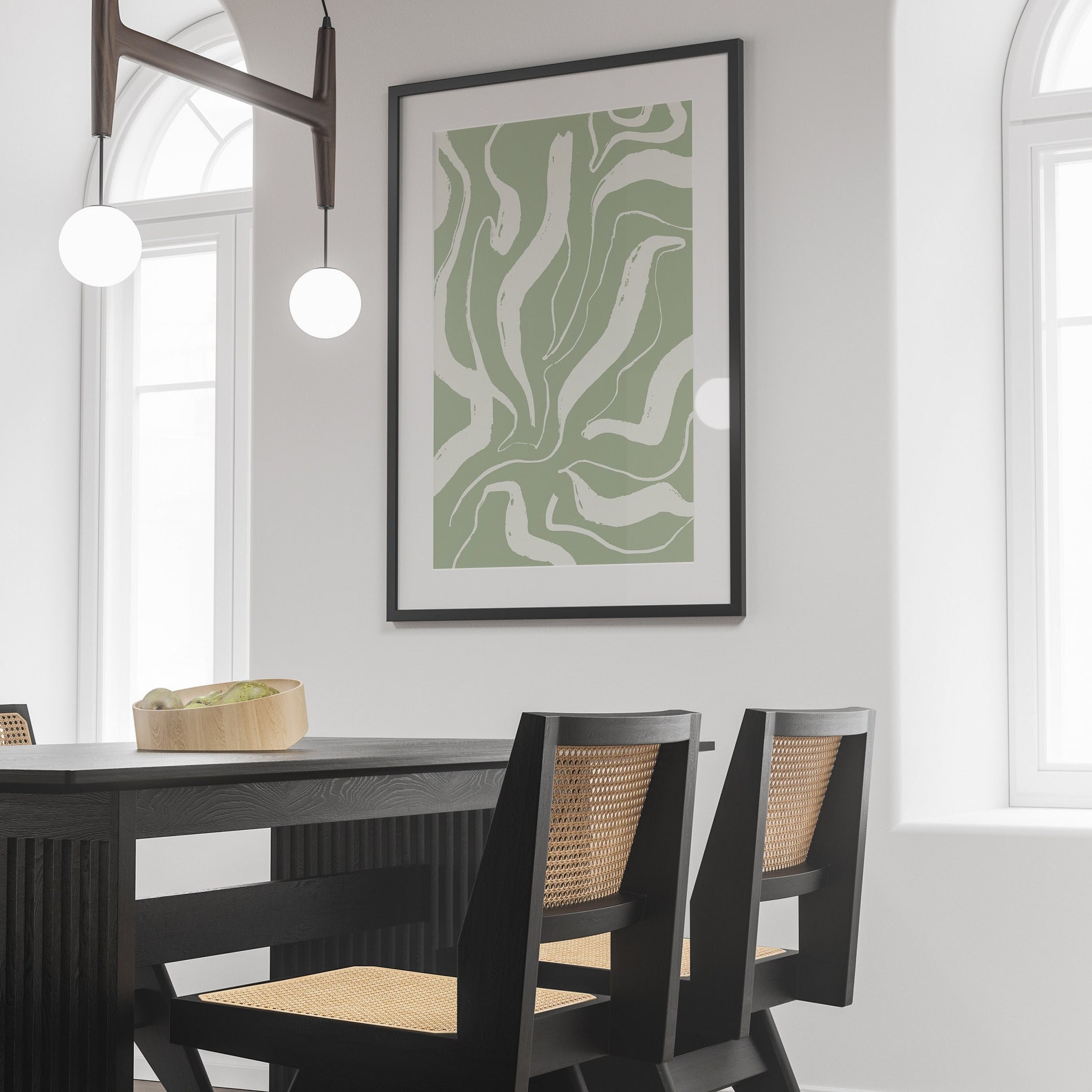 Minimalist Sage Green Organic Shape Wall Art Digital Print - Etsy
