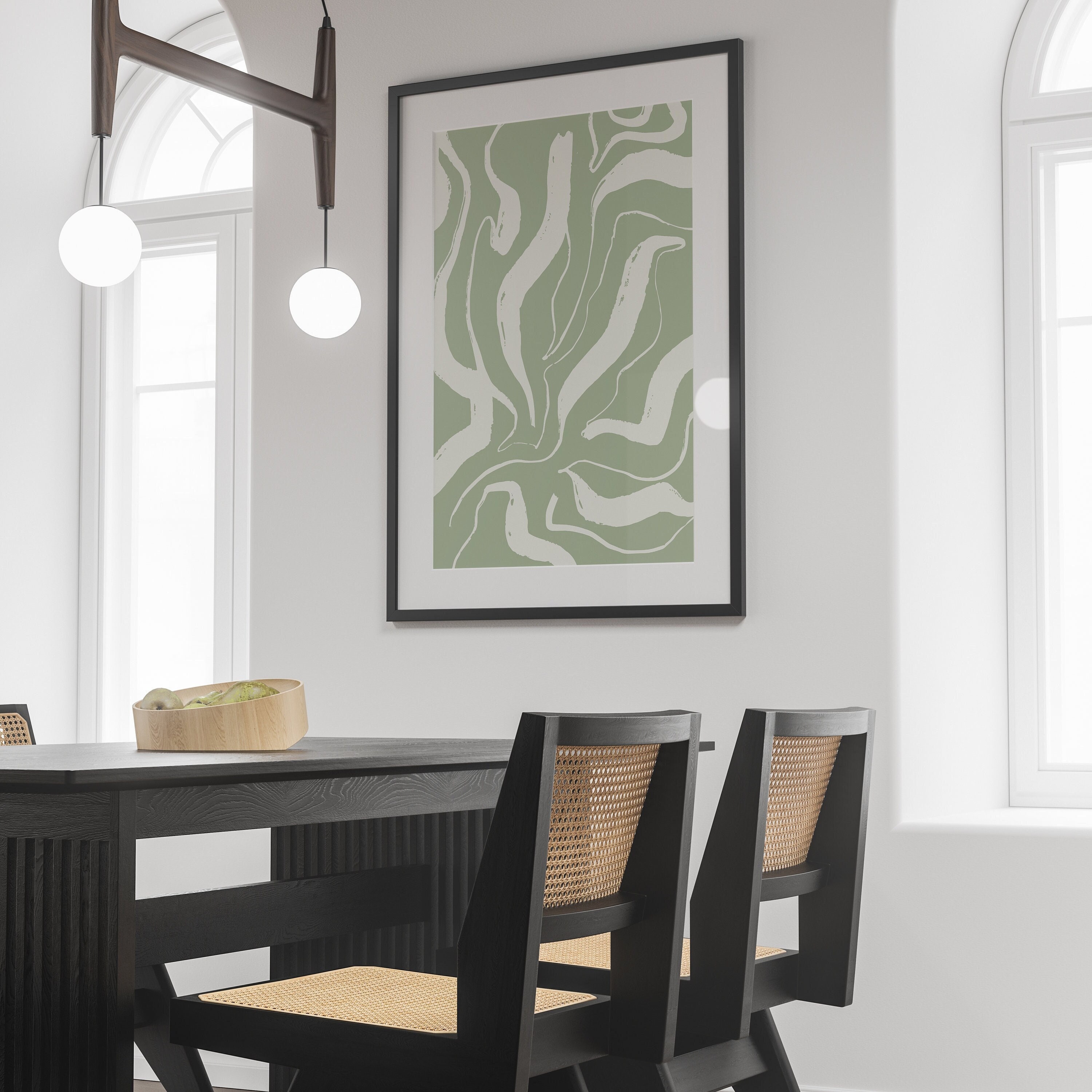 Minimalist Sage Green Organic Shape Wall Art Digital Print - Etsy