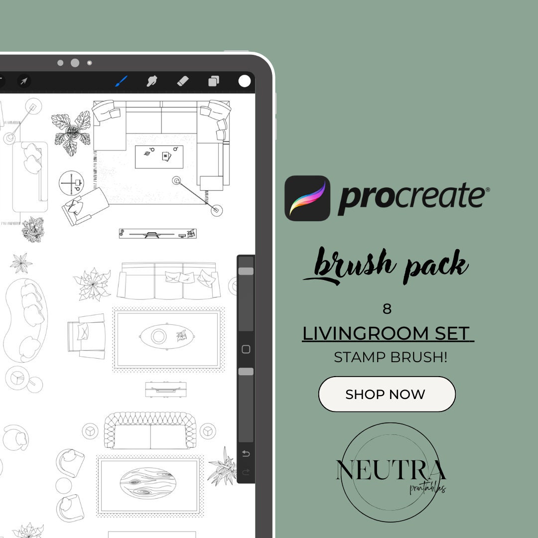 Livingroom Set Furniture Stencil for Procreate Interior Brush Furniture ...