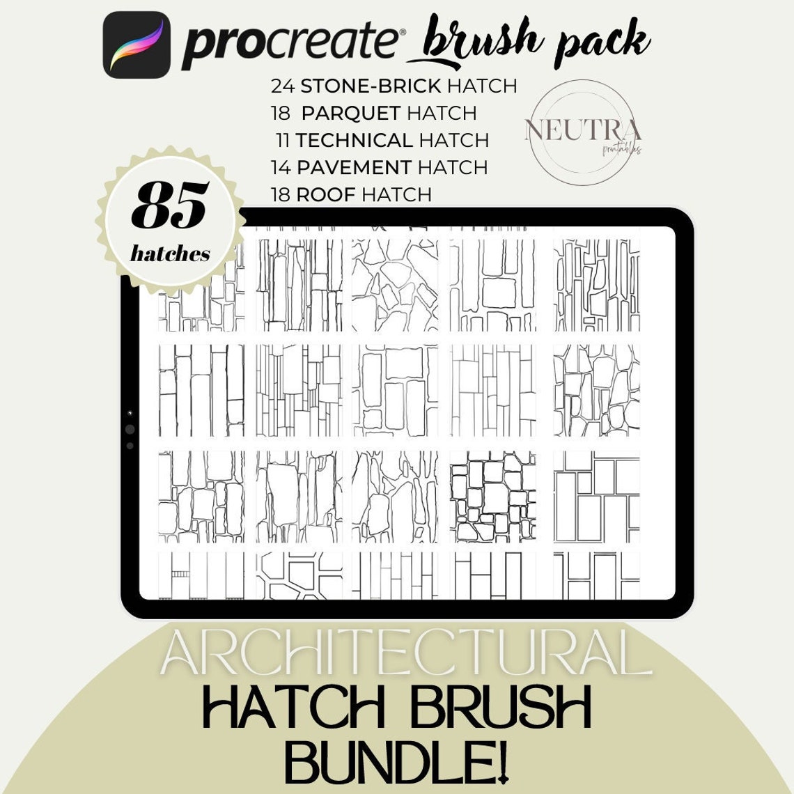 Architectural Hatch Brush Bundle - Roof- Stone Brick- Parquet- Pavement ...