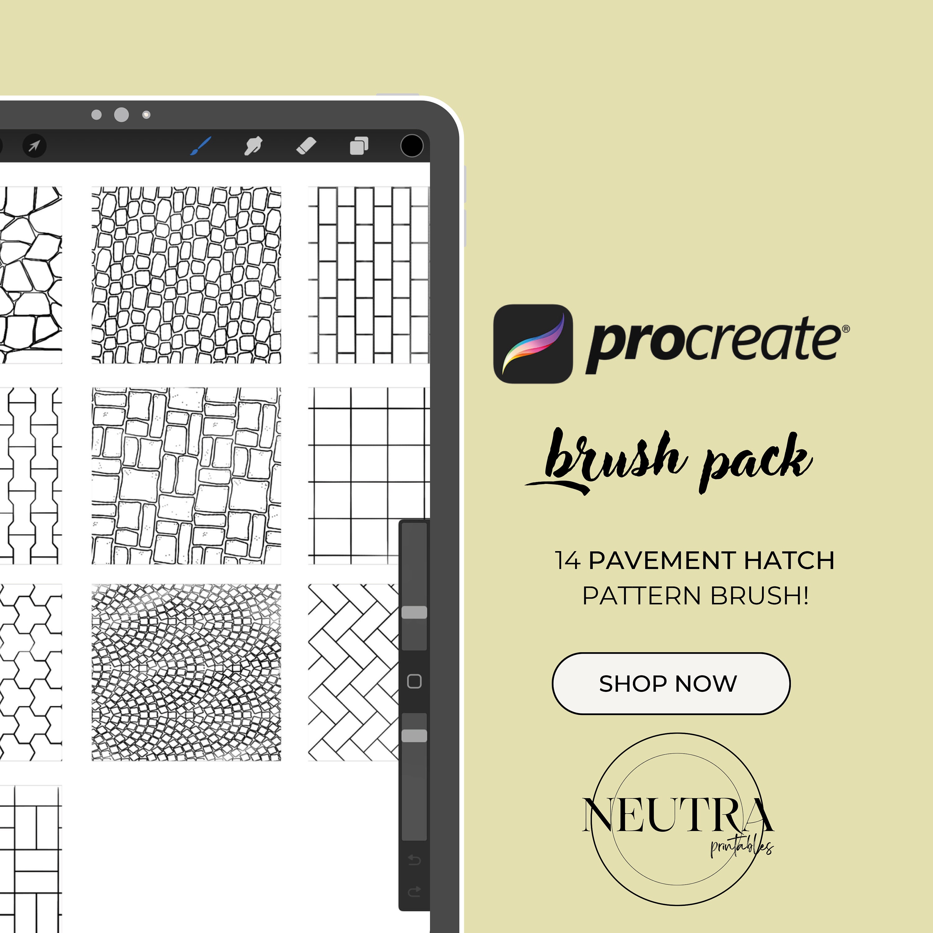 Pavement Pattern Brushes for Procreate - Stone Pavement Hatch Stamp ...