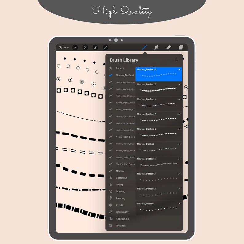 Dashed and Dotted Line Brushes for Procreate-dashes Dots Brush Brushset ...