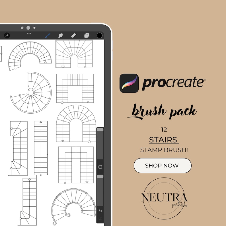 Stairs Plan View Stamp Brushes for Procreate (digital Download) - Etsy