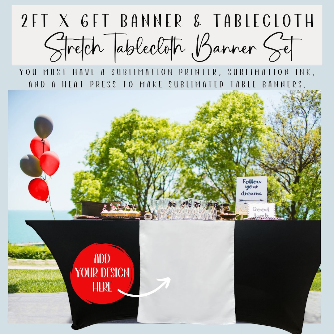 Black Spandex Tablecloth Banner Set - Blank Banner - 2 Pieces - Vendor ...