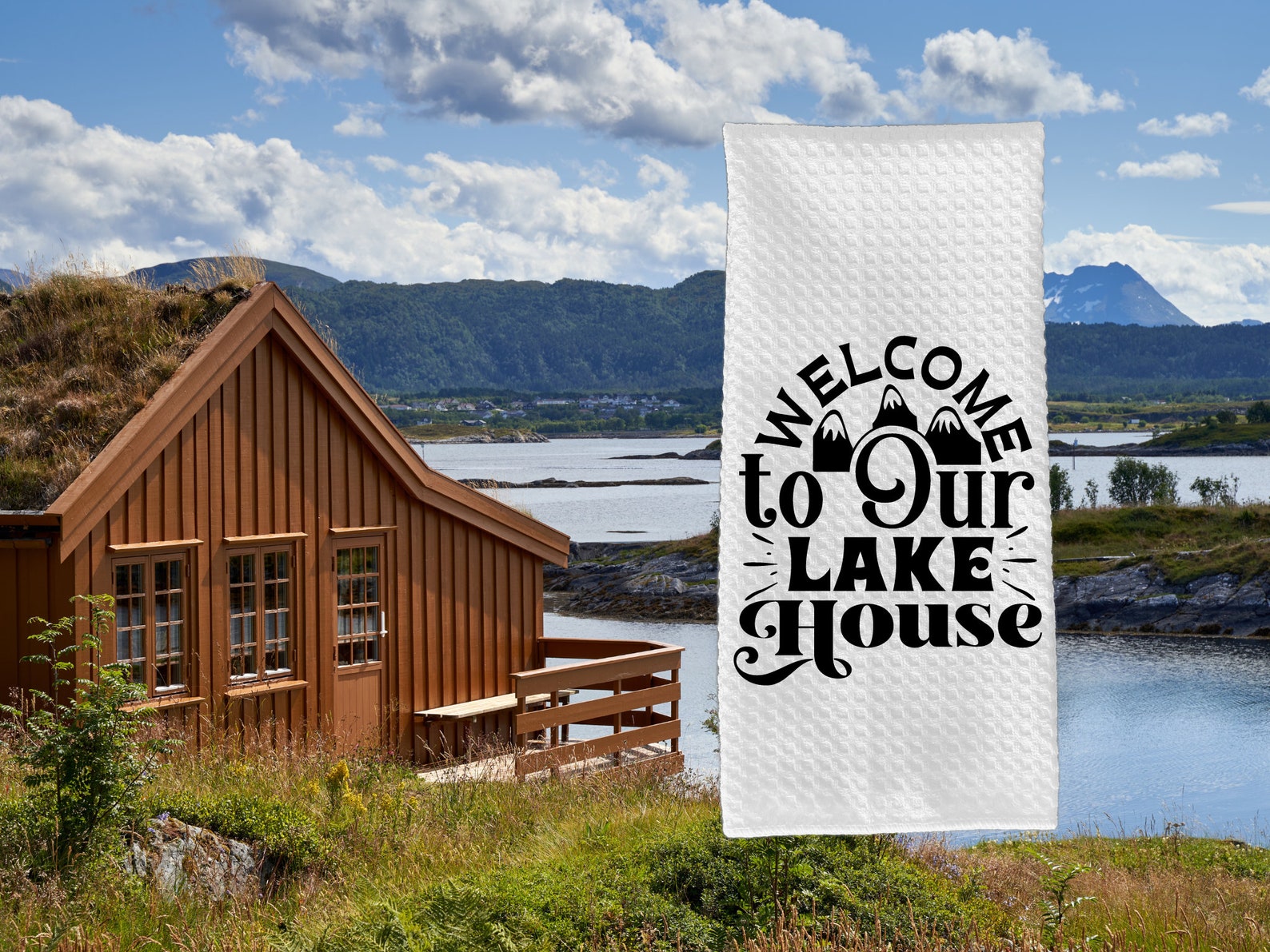 Lake House Kitchen Towel: Waffle Weave Microfiber Decor - Etsy