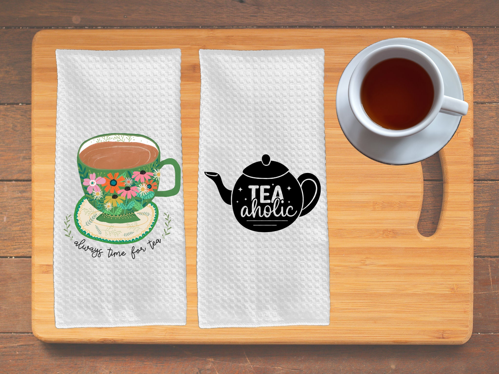 Tea Themed Kitchen Towel: Waffle Weave Microfiber, Tea Lover Gift - Etsy