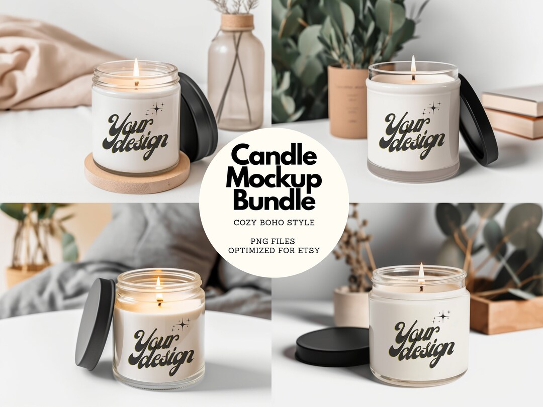 Candle Label Mockup Fall Candle Mockup Black Lid Candle Mockup Jar ...