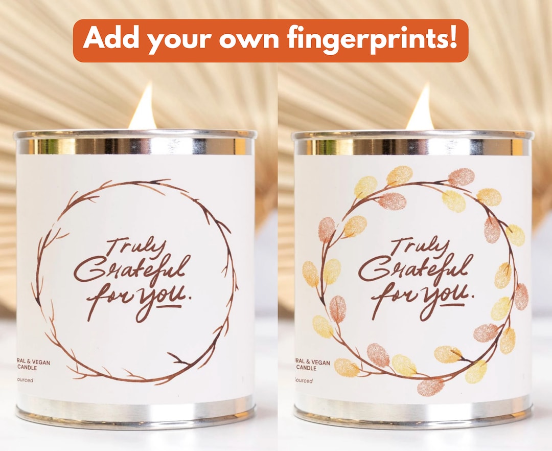 Thanksgiving Handprint Art Fingerprint Candle Candle Gift - Etsy